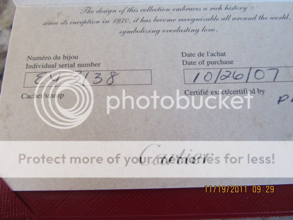 Stamps on Cartier Certificate of Authenticity | Page 2 | PurseForum
